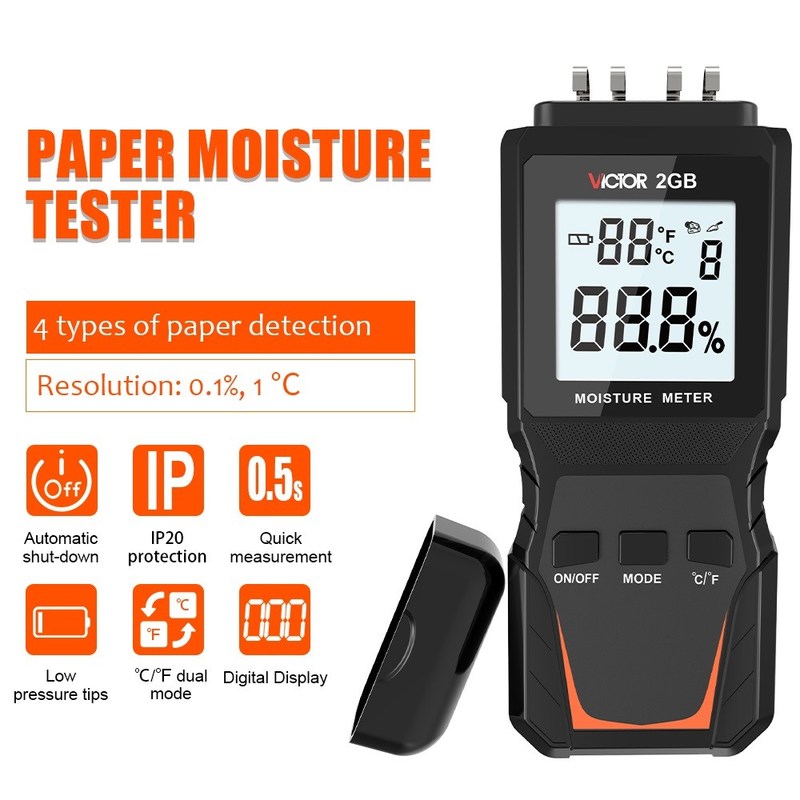 PAPER MOISTURE TESTER VICTOR2GB Portable Tester Meter wood grain ...