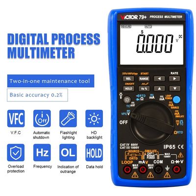 VICTOR 79+ Process Multimeter resistance 400ohm thermocouple frequency 100hz loop 24V Digital ...