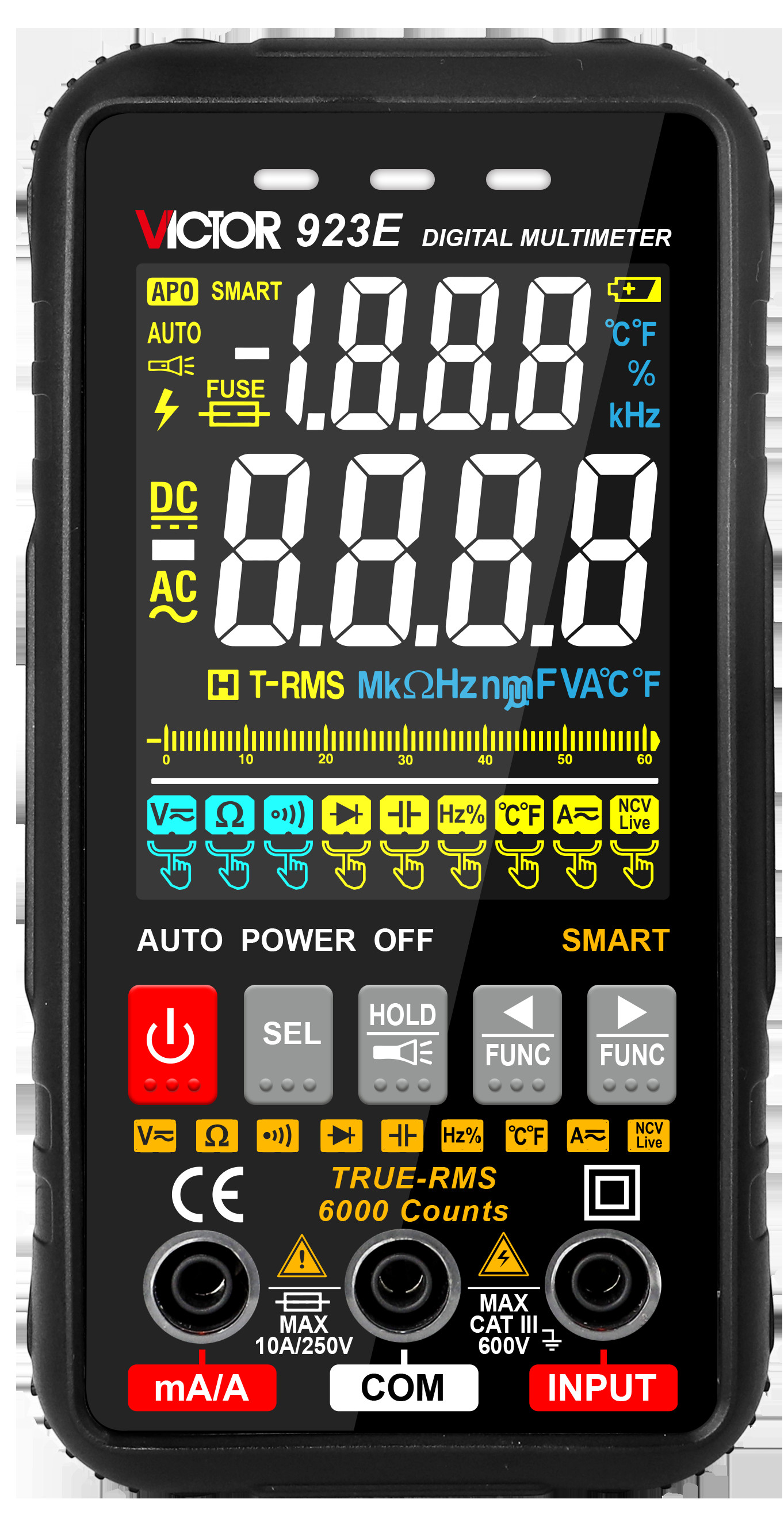 VICTOR 923E Digital Multmeter with colorful display Smart Auto range ...