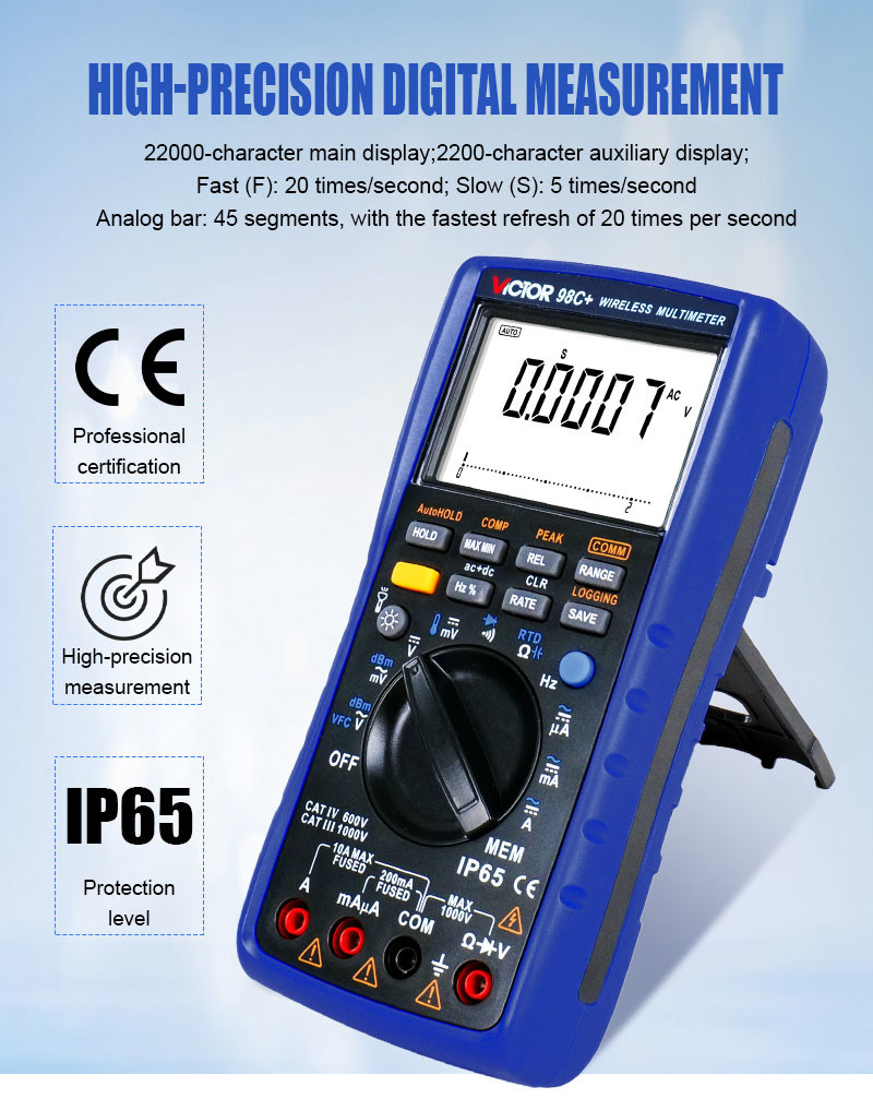 VICTOR 98C+ wireless Digital Multimeter 22000 counts display auto range ...