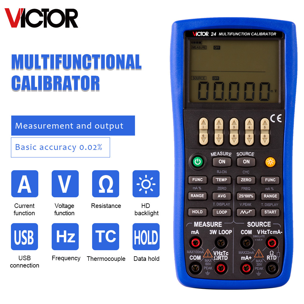 VICTOR 24 Portable Multifunction Process Calibrator Rtd Calibration ...