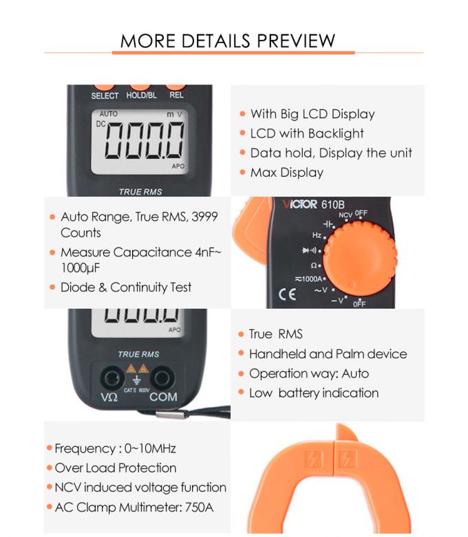 Small Ammeter Digital Clamp Multimeter