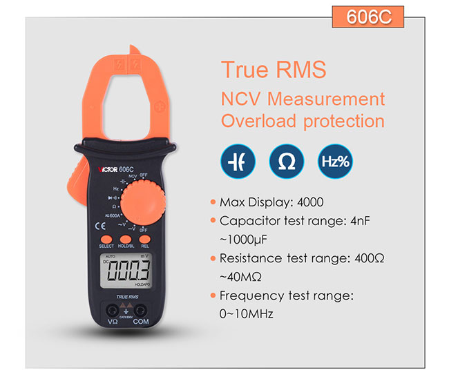 40MΩ 10MHz 1mF 4000 Counts Pocket Digital Multimeter With Amp Clamp