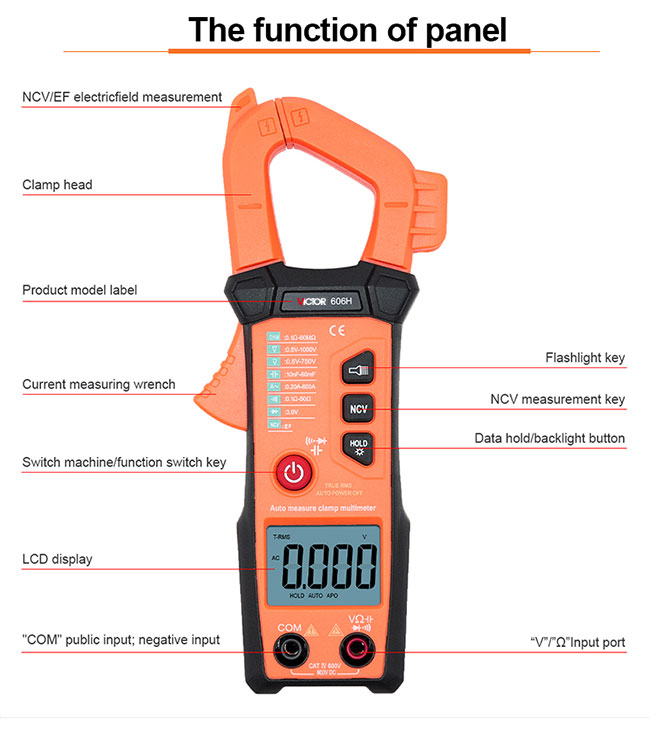 1000V Digital Clamp Multimeter 6000 Counts