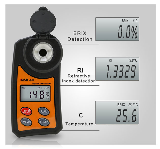 High Precision Digital Refractometer Large Screen LCD Display