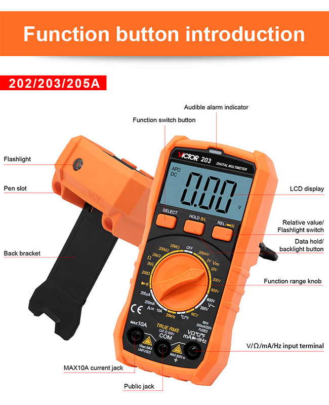 6000 Counts Industrial True Rms Multimeter With Temperature Backlight