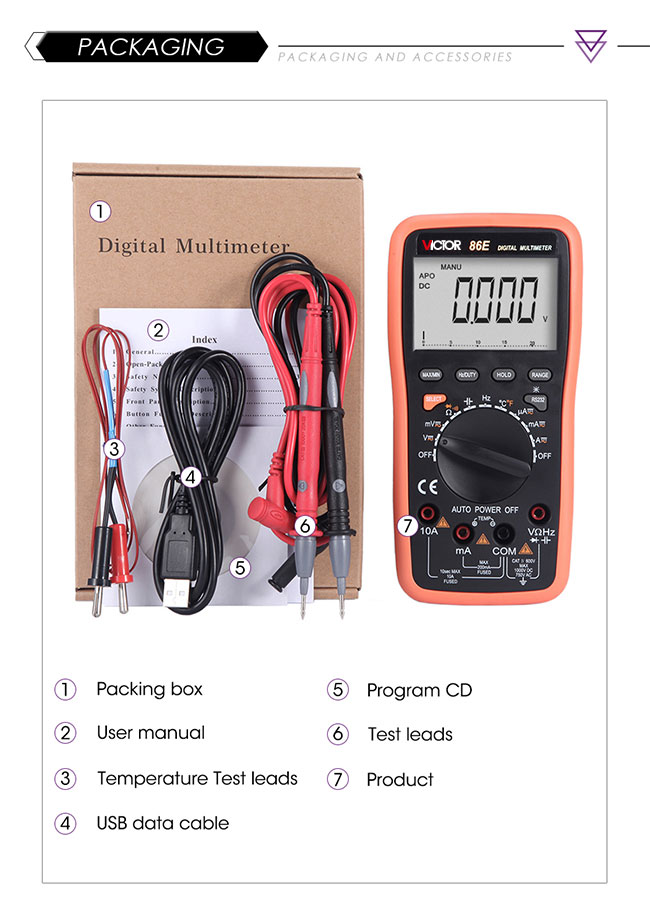 USB Interface High Accuracy Digital Multimeter Instrument 22000 Counts