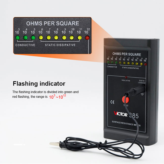 VICTOR 385 Digital Earth Resistance Tester Surface Resistance Meter ...