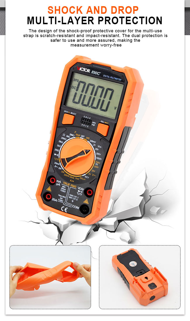 Mini VICTOR Digital Multimeter VC890C+ Manual range multimeter 1999 LCD ...