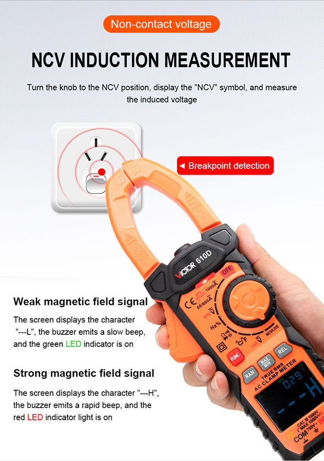 1000V 1000A AC Digital Clamp Multimeter True RMS VFD Multimeter
