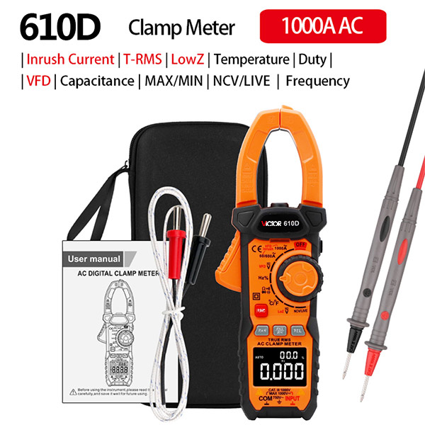 1000V 1000A AC Digital Clamp Multimeter True RMS VFD Multimeter