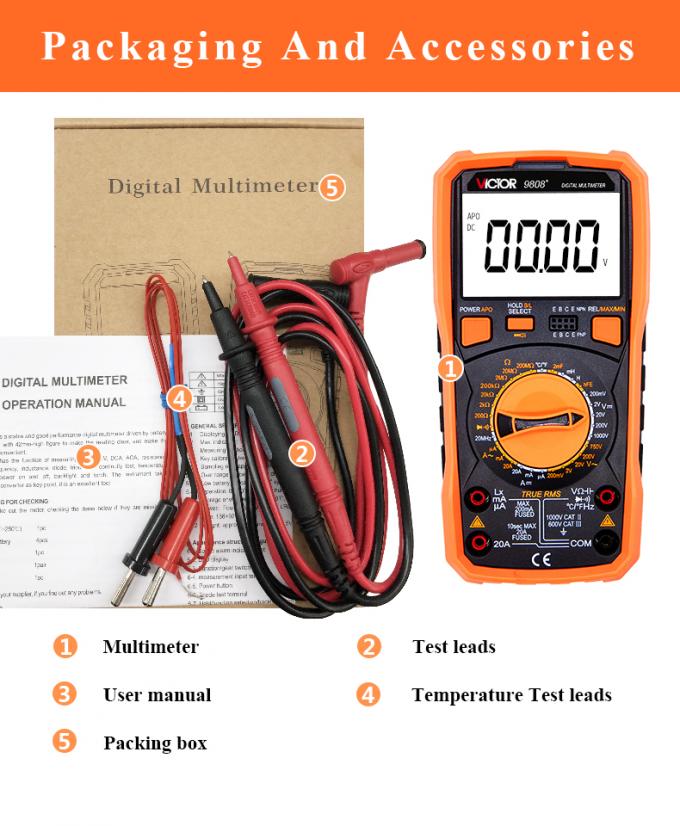 VC9808+ VICTOR Digital Multimeter 2000uF Capacimeter 10MHz Frequency