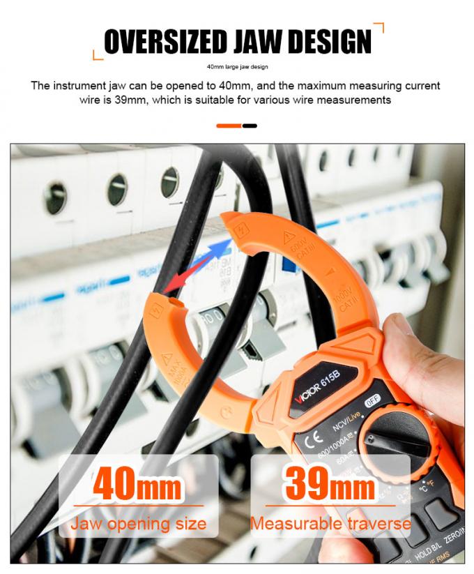 VICTOR 615B DC 1500V 1000A True RMS AC DC Digital Clamp Multimeter with ...