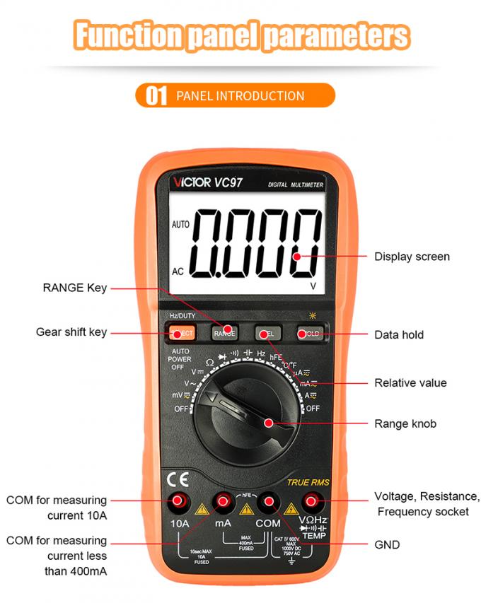 VC97 VICTOR Digital Multimeter 3999 LCD Display auto range digital multimeter VICTOR original ...