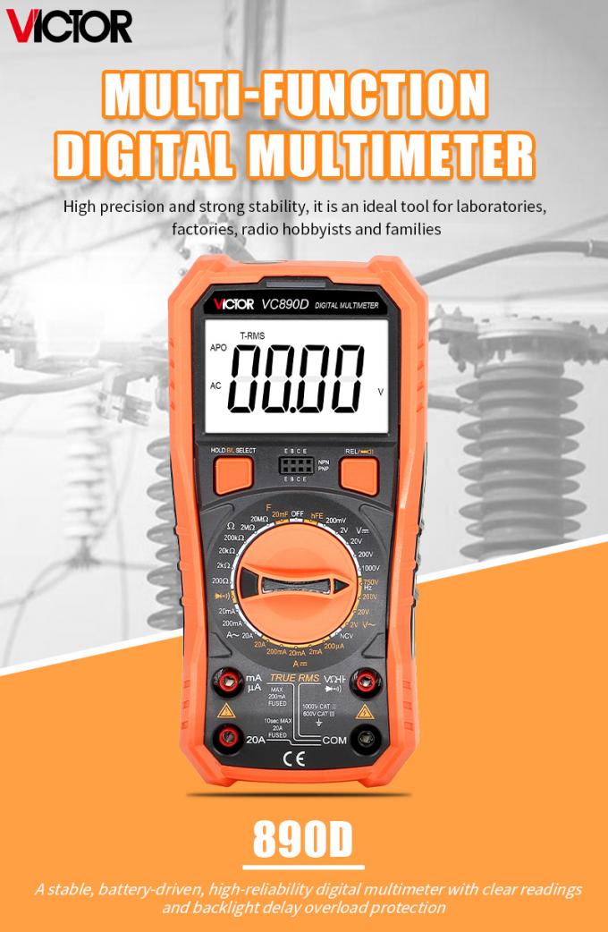 1000V 20 Amp Digital Multimeter Resistance Measurement Victor VC890D ...