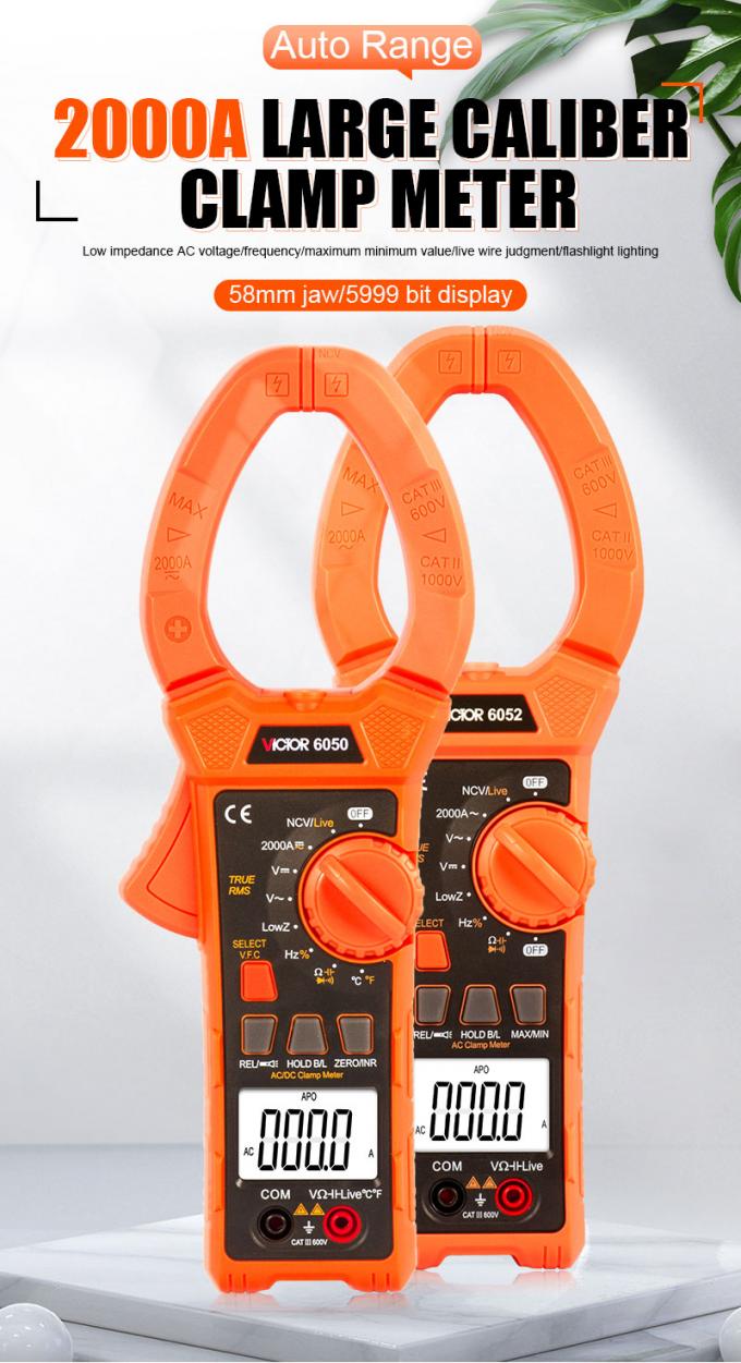 VICTOR New 6050 clamp meter AC DC 2000A with temperature digital clamp ...
