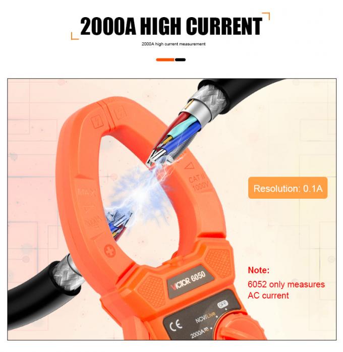 VICTOR New 6050 clamp meter AC DC 2000A with temperature digital clamp ...