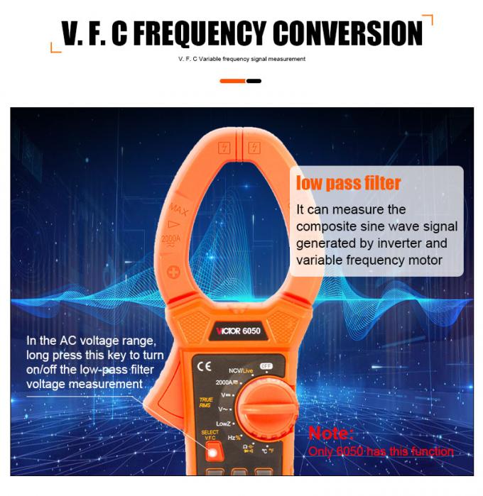 VICTOR New 6050 clamp meter AC DC 2000A with temperature digital clamp ...