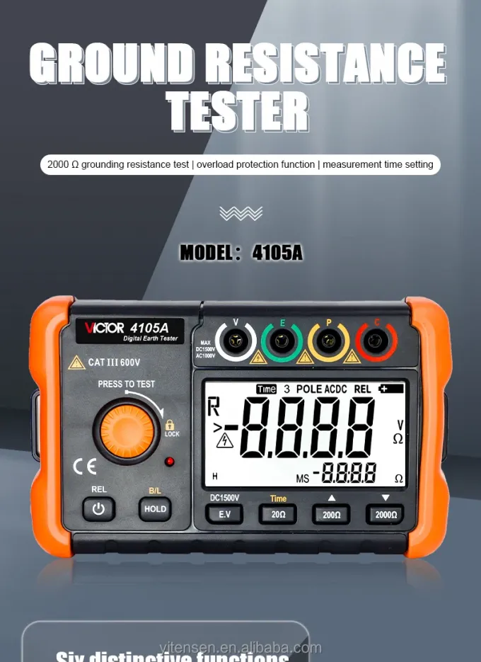 VICTOR 4105A Groundin Resistance tester digital earth tester Insulation ...