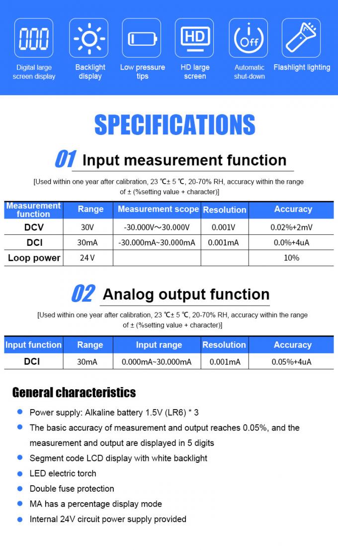High Precision Voltage Current Loop Calibrator Handheld Auto Signal Generator current loop ...