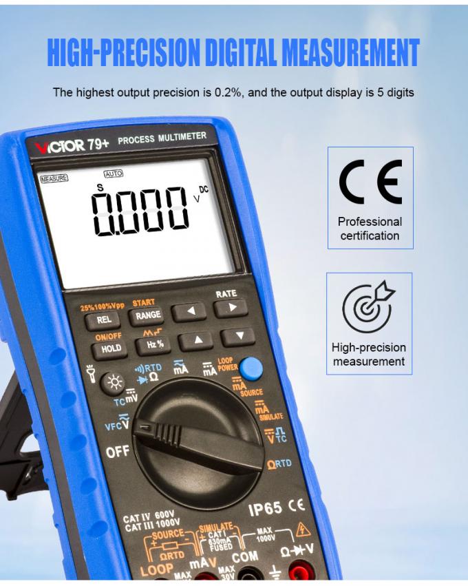 VICTOR 79+ Process Multimeter resistance 400ohm thermocouple frequency 100hz loop 24V Digital ...