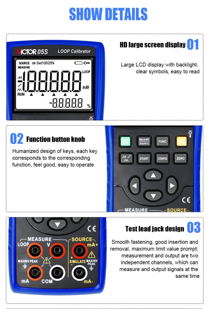 High Precision Voltage Current Loop Calibrator Handheld Auto Signal ...